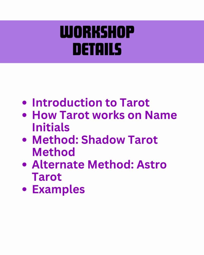 Workshop on Tarot & Name Initials – divinebeamblessingz.in